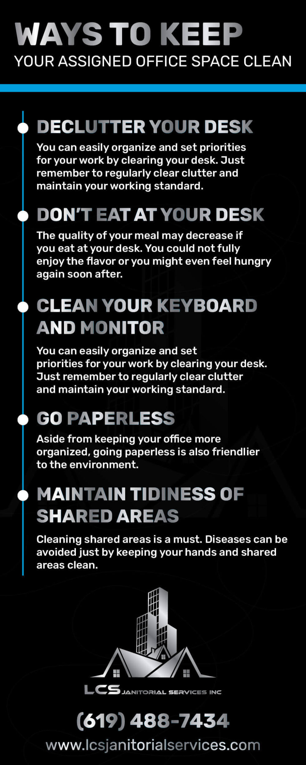 Ways To Keep Your Assigned Office Space Clean| LCS Janitorial Services